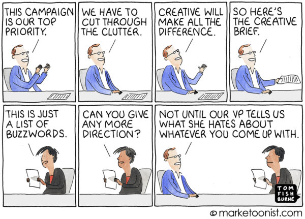 the creative brief gap - Marketoonist | Tom Fishburne