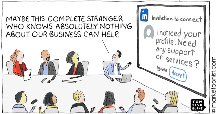 Spray-and-Pray Marketing and Sales cartoon - Marketoonist | Tom Fishburne